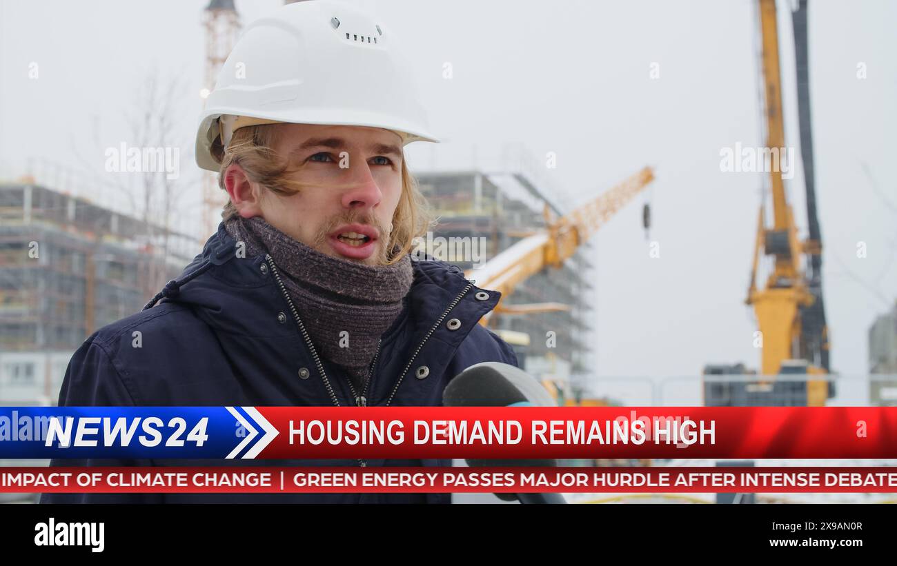 TV News Live Report Interview Edit. Real-Estate Buildings Development ...
