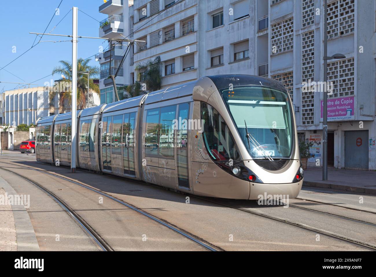 Rabat, Morocco - January 25 2019: The Rabat-Salé tramway (In French ...