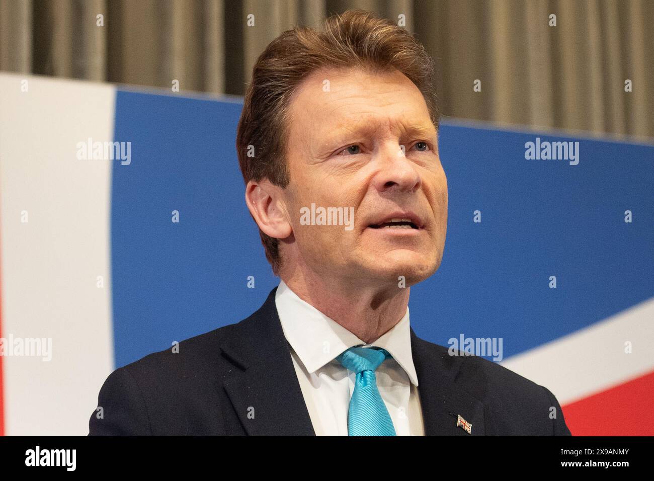 London, UK. 30 May 2024. Reform UK leader Richard Tice launches the ...