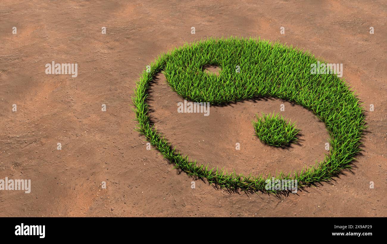 Concept conceptual green summer lawn grass symbol shape on brown soil ...