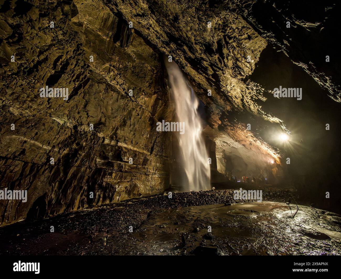 The image is of Gaping Gill main chamber in the Yorkshire Dales located ...