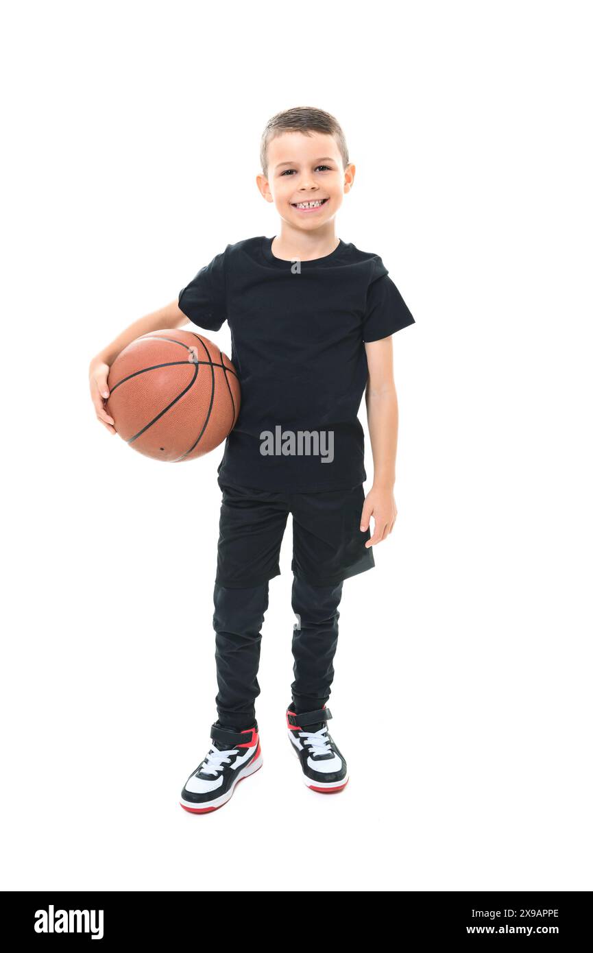 boy playing basketball isolated on white background Stock Photo - Alamy