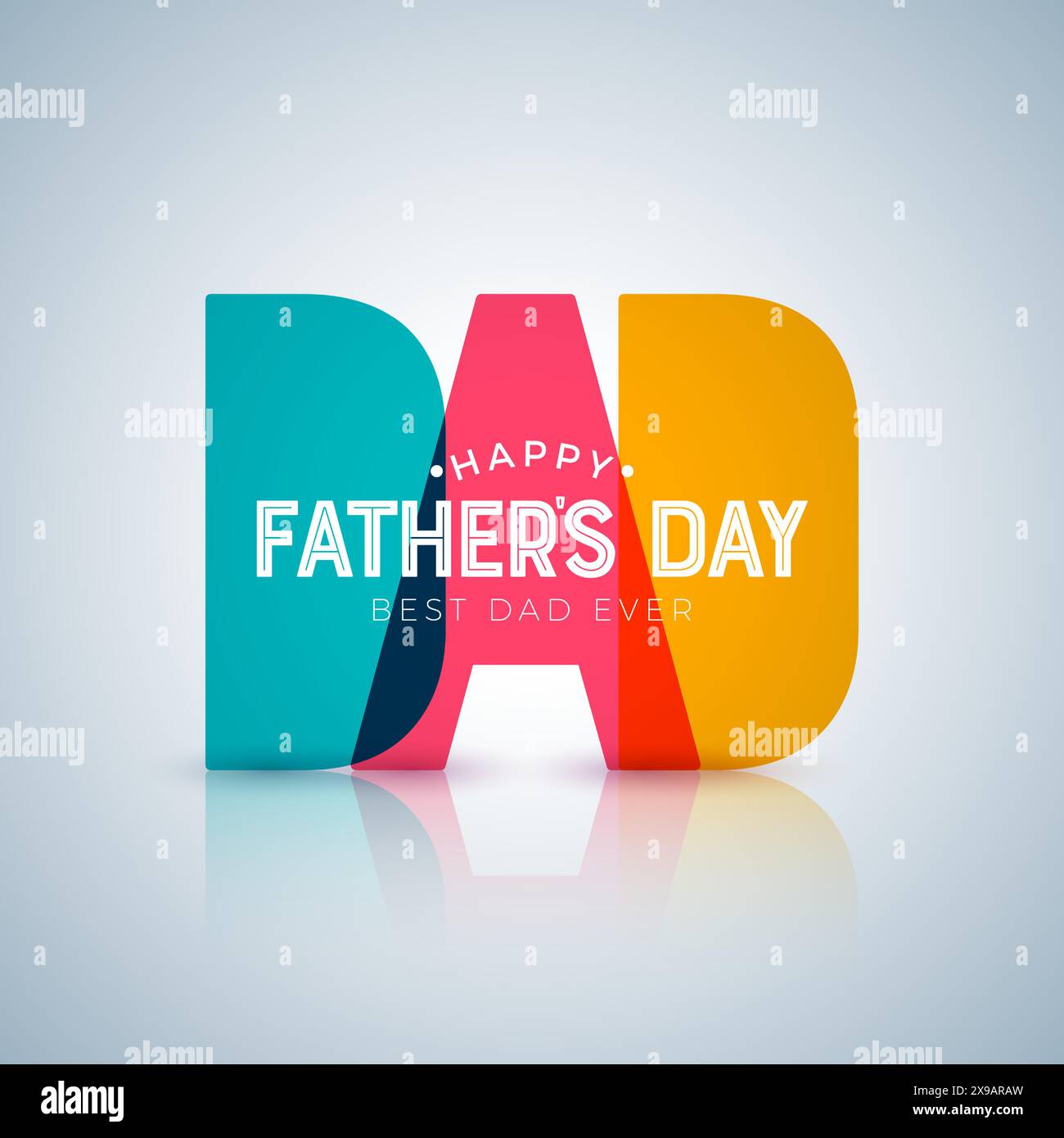 Happy Father's Day Greeting Card Design with Colorful Dad Text Label on ...