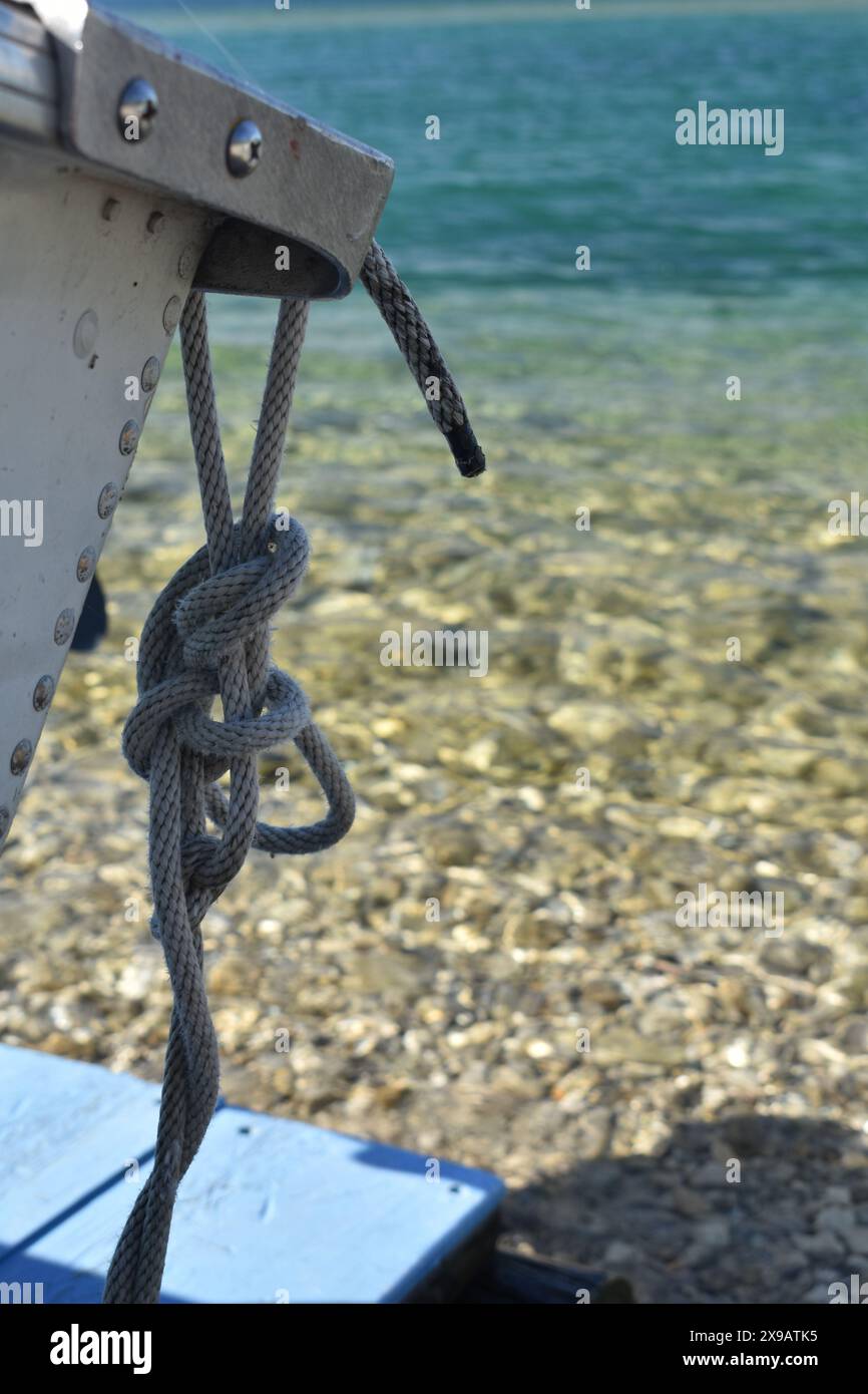 Small boat docked near water on Lake Huron - Mackinac Island, MI Stock ...