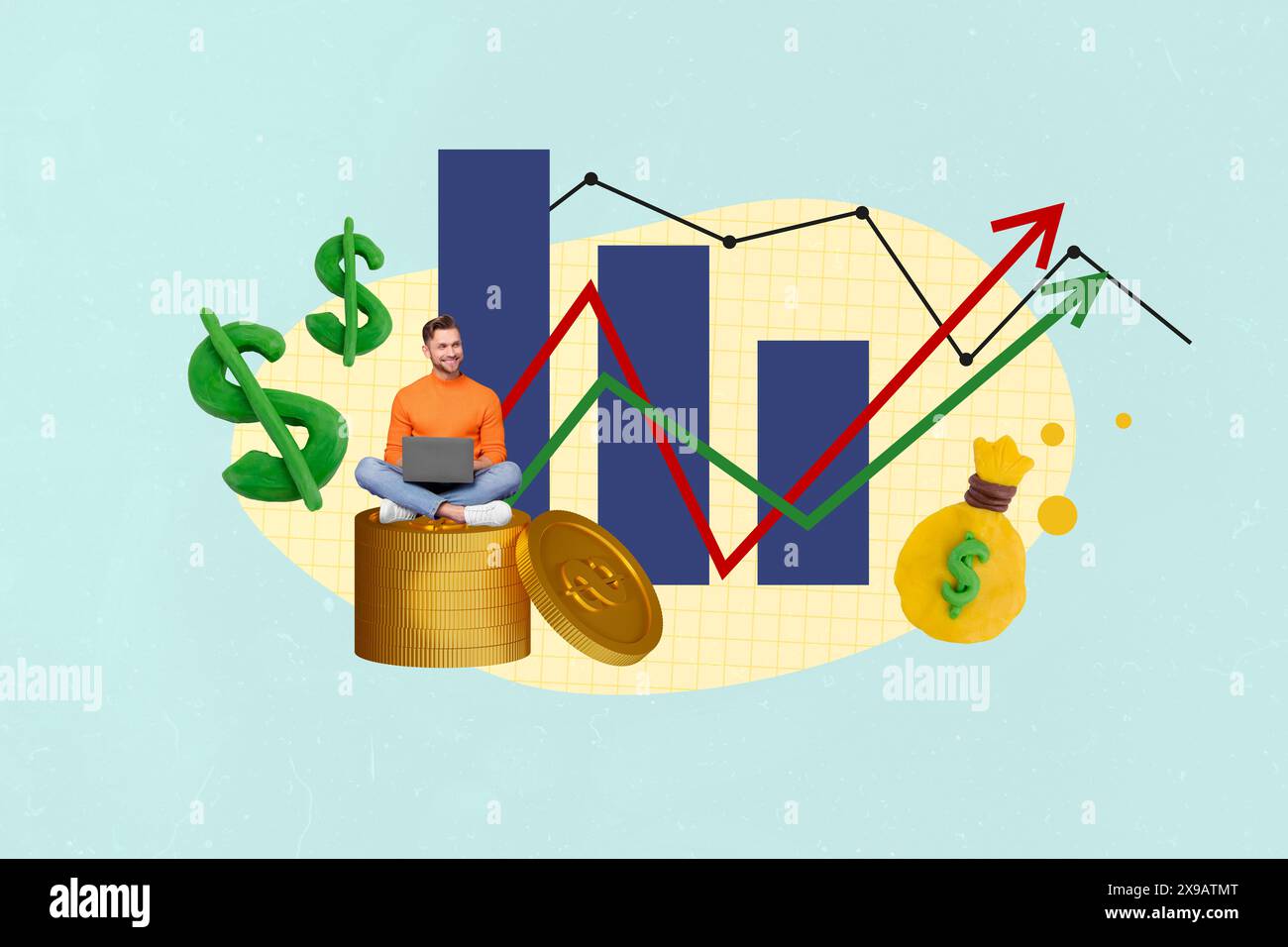 Trend artwork composite sketch image 3D photo collage of money graphics ...