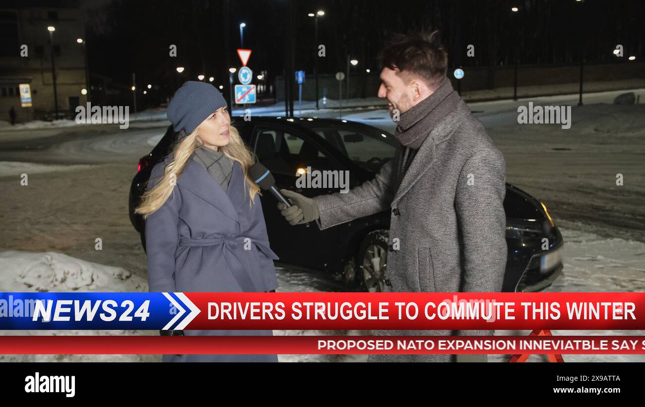 TV News Live Report Edit: Presenter Does Interview with Traffic ...