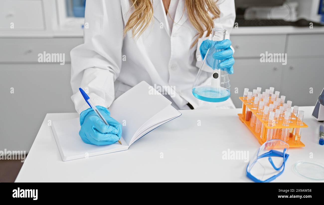 Inside the lab, hands of dedicated woman scientist working, taking ...