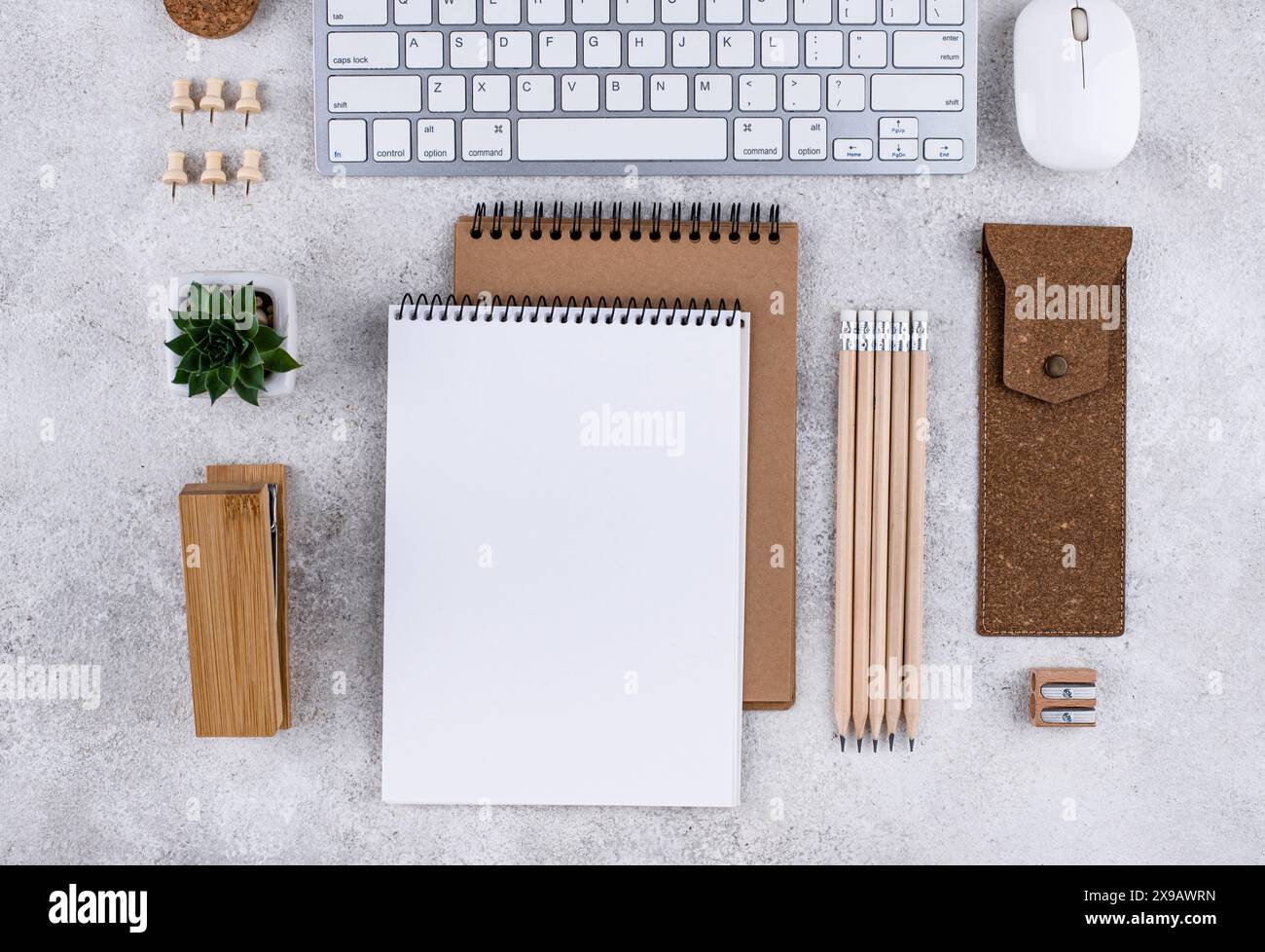 Top view work desk office workspace Stock Photo - Alamy