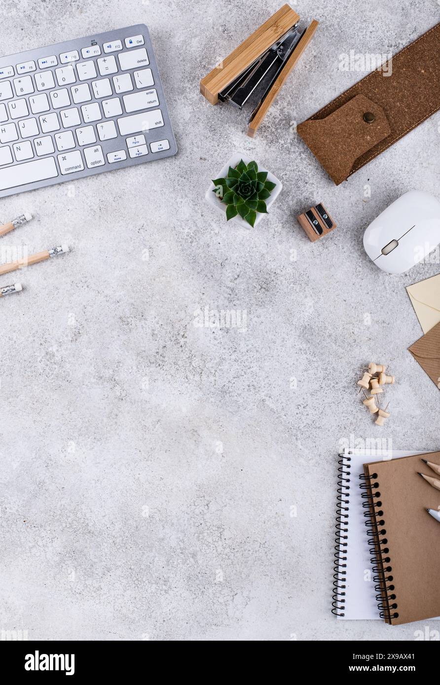 Top view work desk office workspace Stock Photo - Alamy