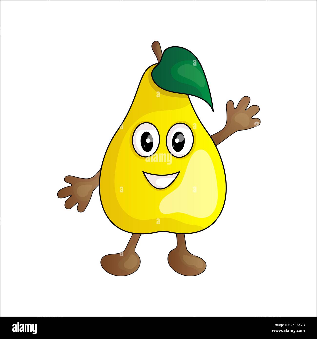 Cute cartoon smiling pear. Fruit on a white background. Vector children ...
