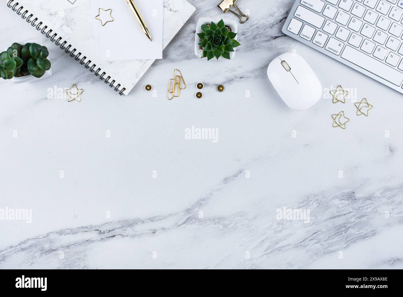 Top view work desk office workspace Stock Photo - Alamy