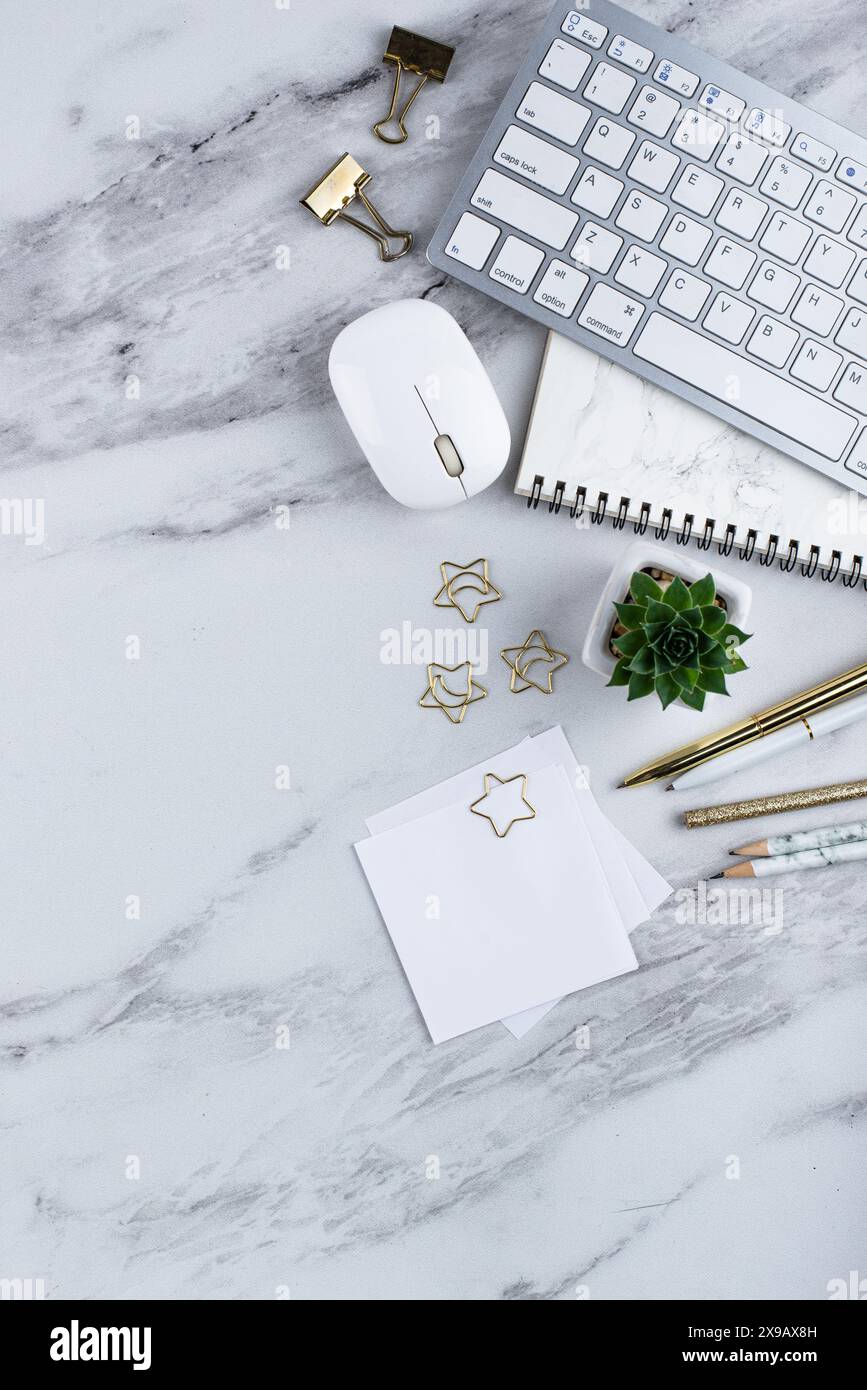 Top view work desk office workspace Stock Photo - Alamy