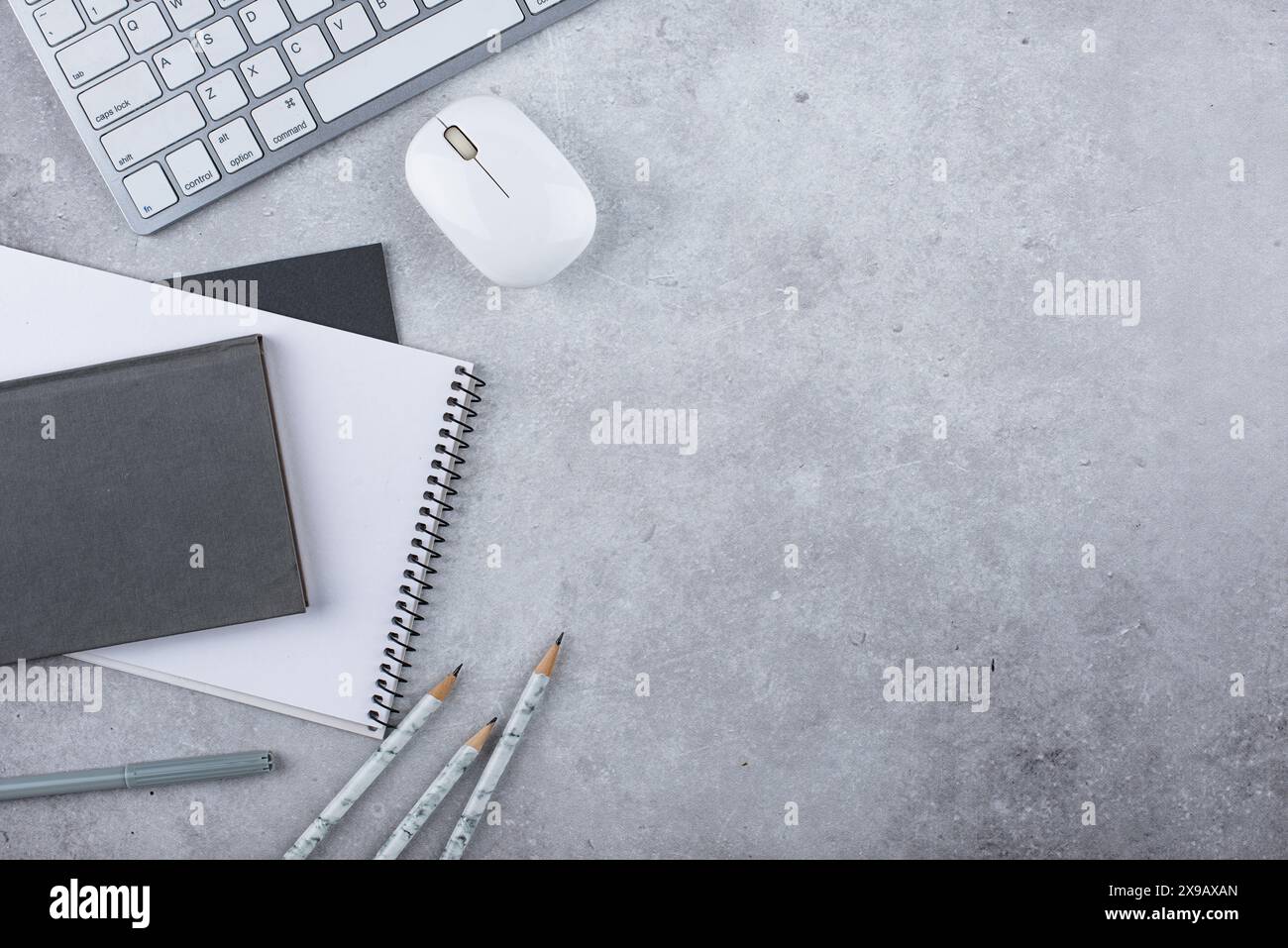 Top view work desk office workspace Stock Photo - Alamy