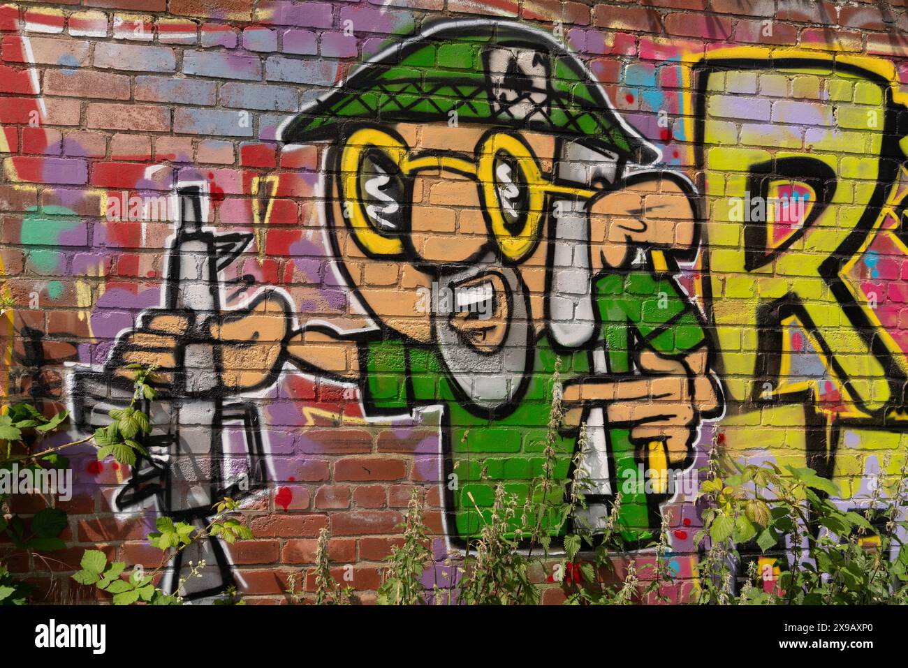 Graffiti, wall, Banksy, spray-paint, public space, colourful, satirical ...