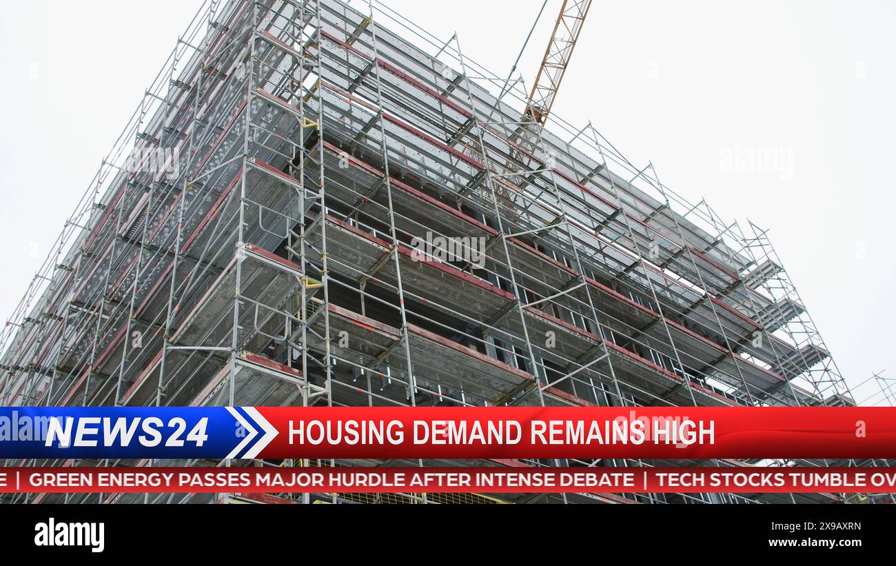TV News Live Report Edit. Real-Estate Buildings Development Segment ...