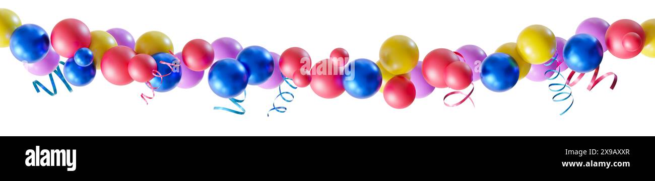 Vibrant, colorful balloon garland isolated on white background ...