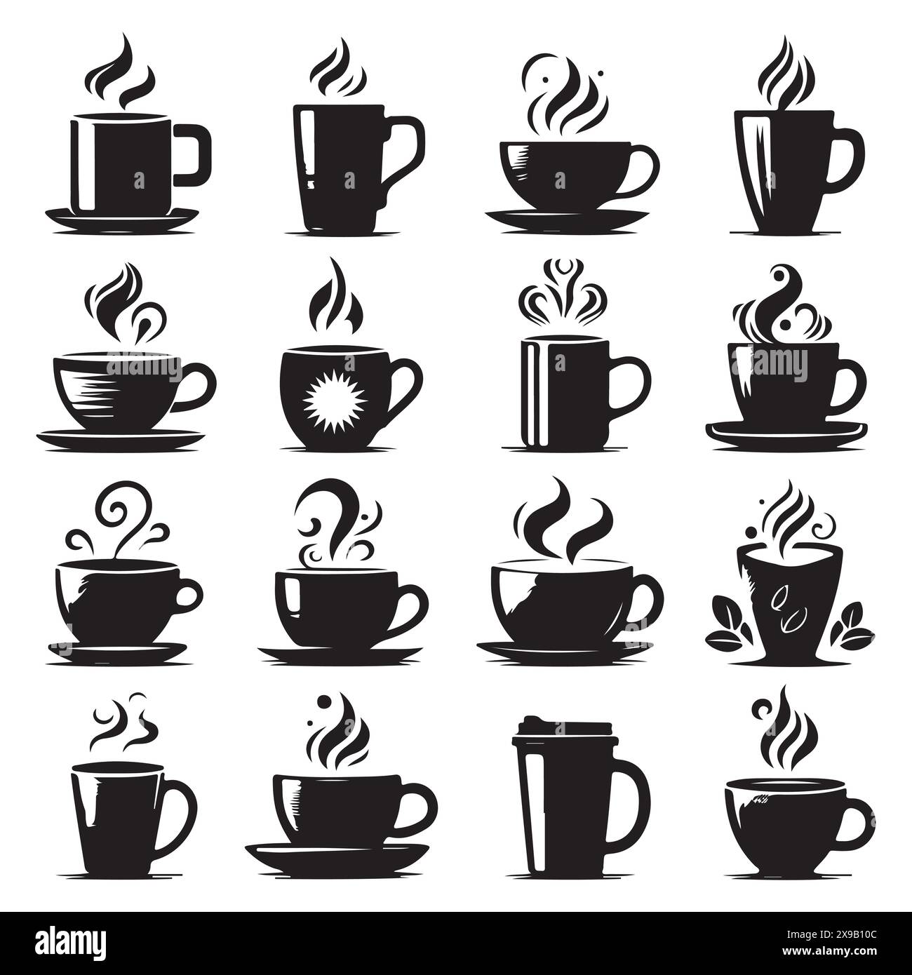 Silhouette set of mugs. Vector isolated illustration Stock Vector Image ...