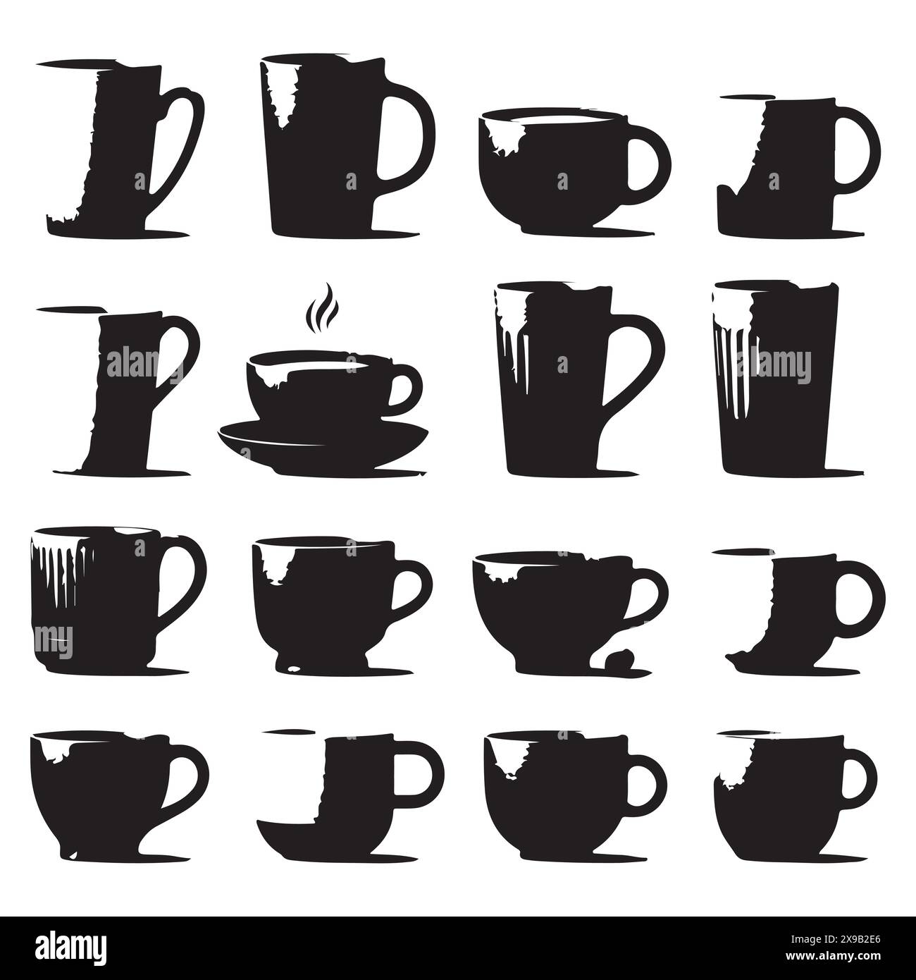 Silhouette set of mugs. Vector isolated illustration Stock Vector Image ...