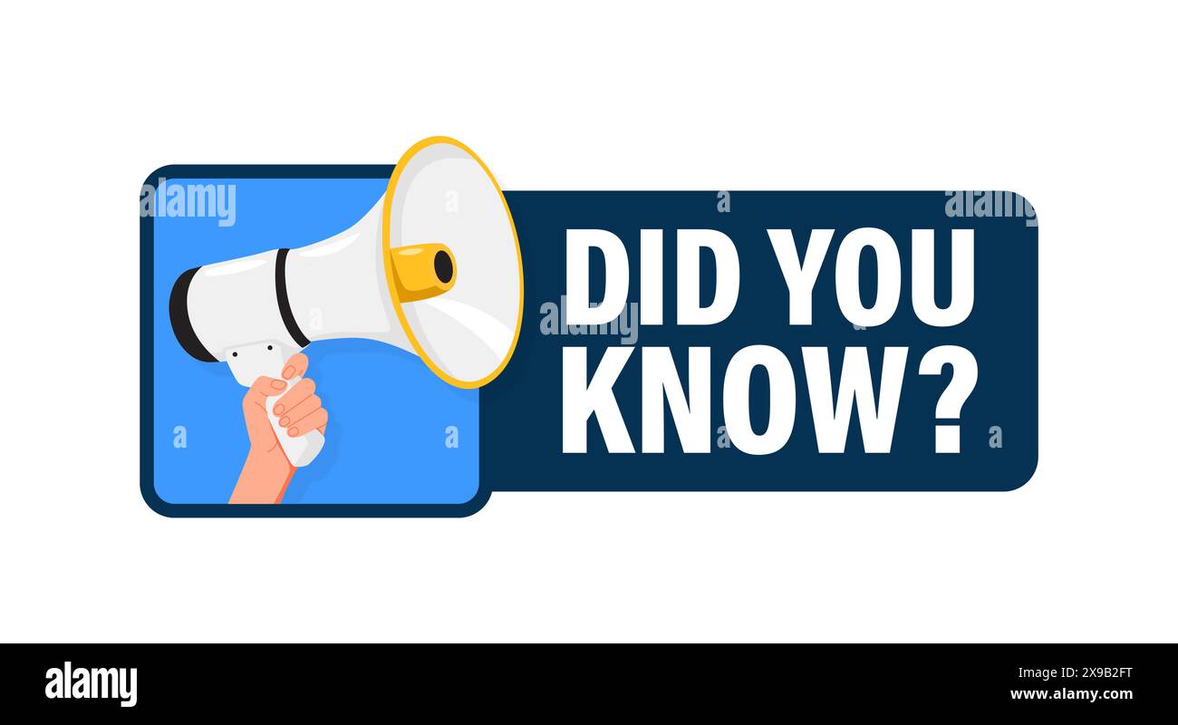 Did You Know. Hand hold megaphone speaker for announce. Attention ...