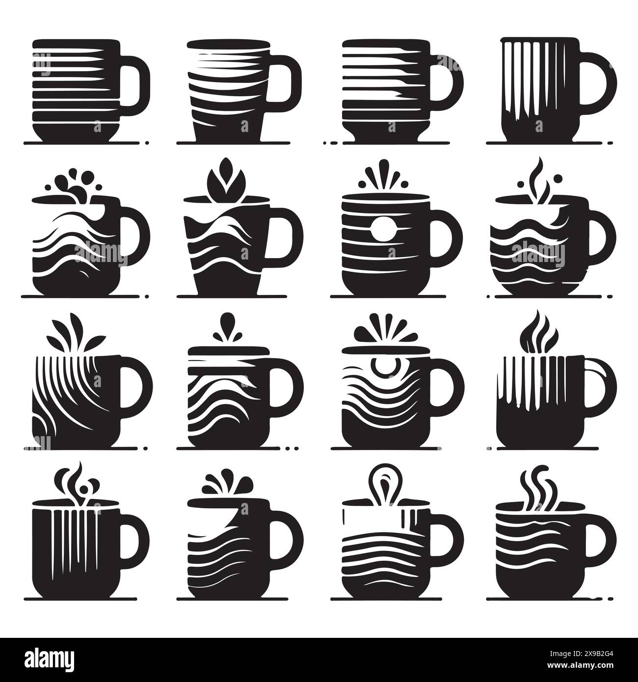 Silhouette set of mugs. Vector isolated illustration Stock Vector Image ...