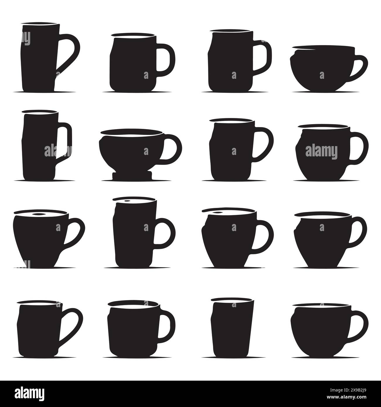 Silhouette set of mugs. Vector isolated illustration Stock Vector Image ...