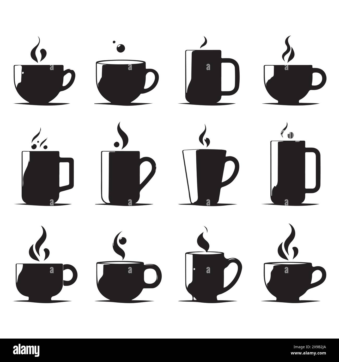 Silhouette set of mugs. Vector isolated illustration Stock Vector Image ...