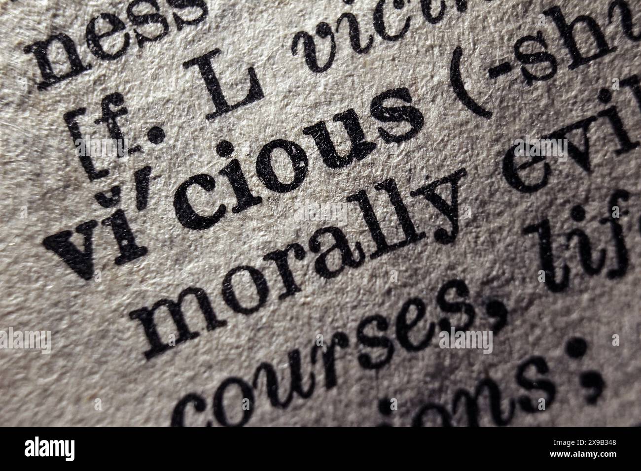 Word vicious on dictionary page, macro close-up Stock Photo - Alamy