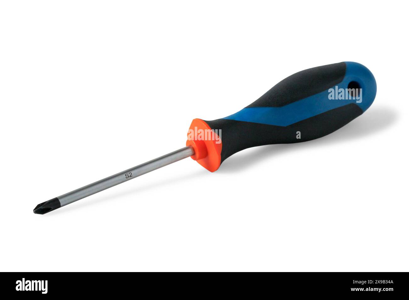 Phillips screwdriver with ergonomic plastic handle isolated on white ...