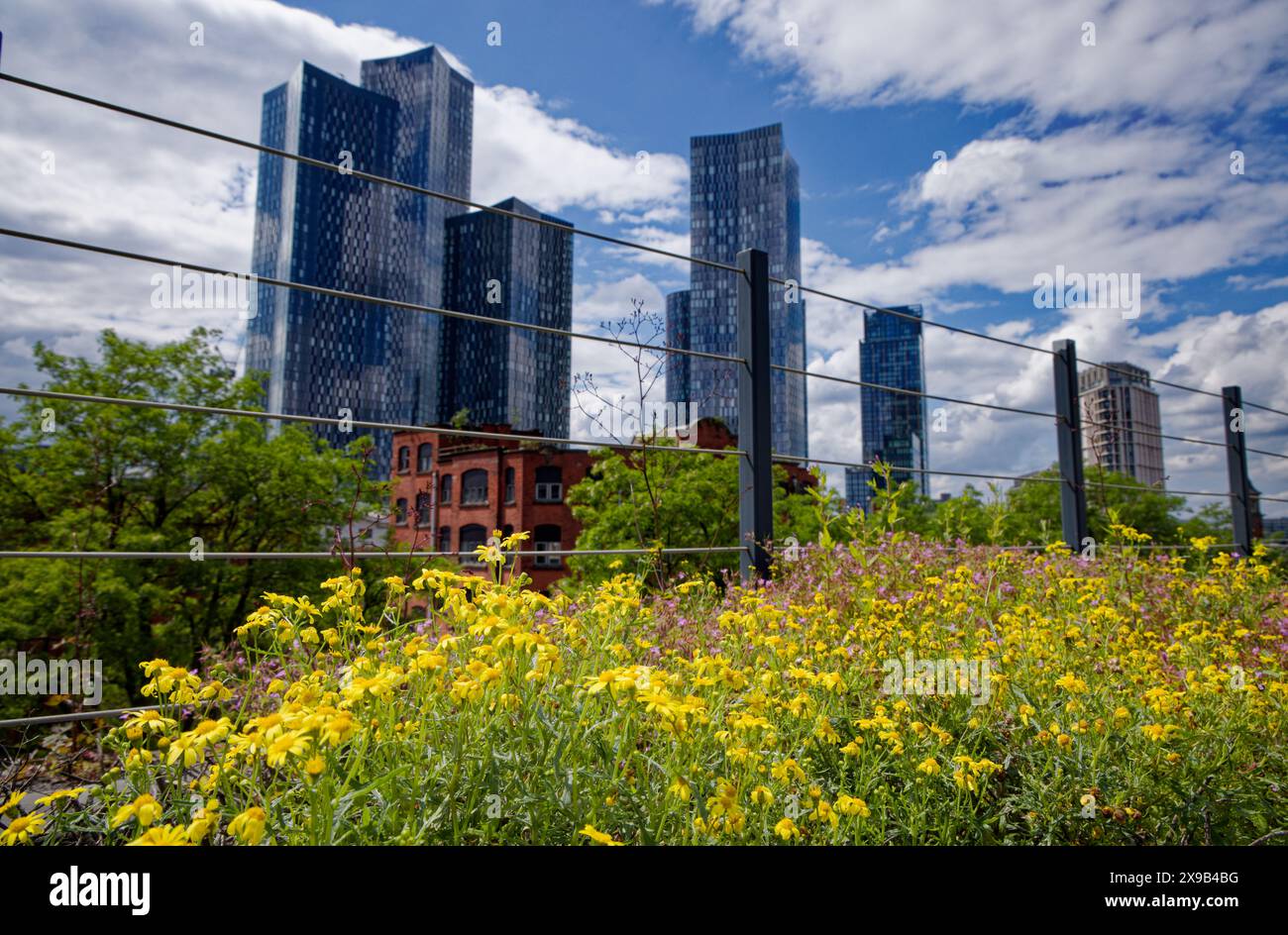 Skyscraper City from Deansgate Castlefield Tram stop Stock Photo - Alamy