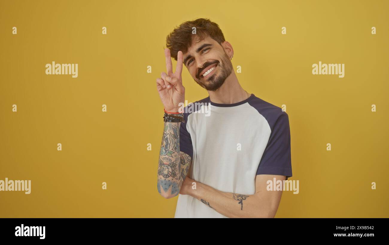 Man making peace sign hi-res stock photography and images - Alamy