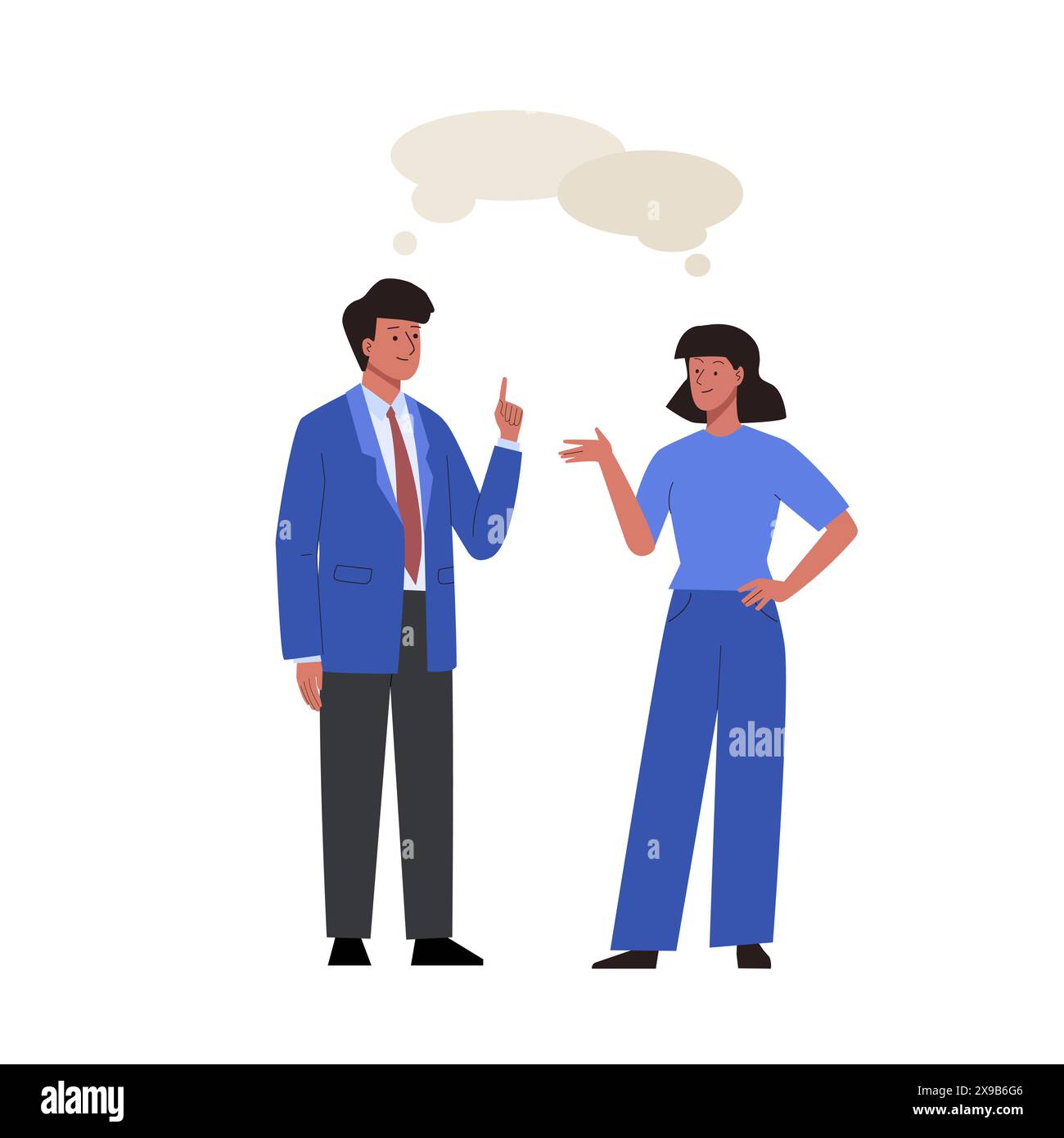 Business people meet and talk with each other. Chatting man and woman ...