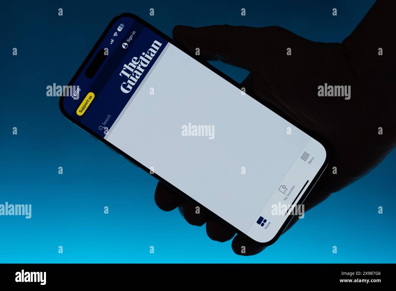 New York, USA - May 6, 2024: Open The guardian app on smartphone in ...