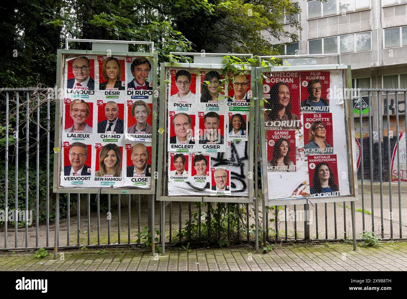 Ixelles, Belgium. 30th May, 2024. Posters of election campaign for ...