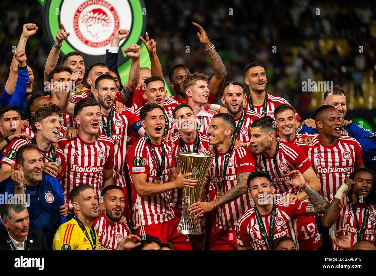 Athens, Greece. 29th, May 2024. The players of Olympiacos seen in ...