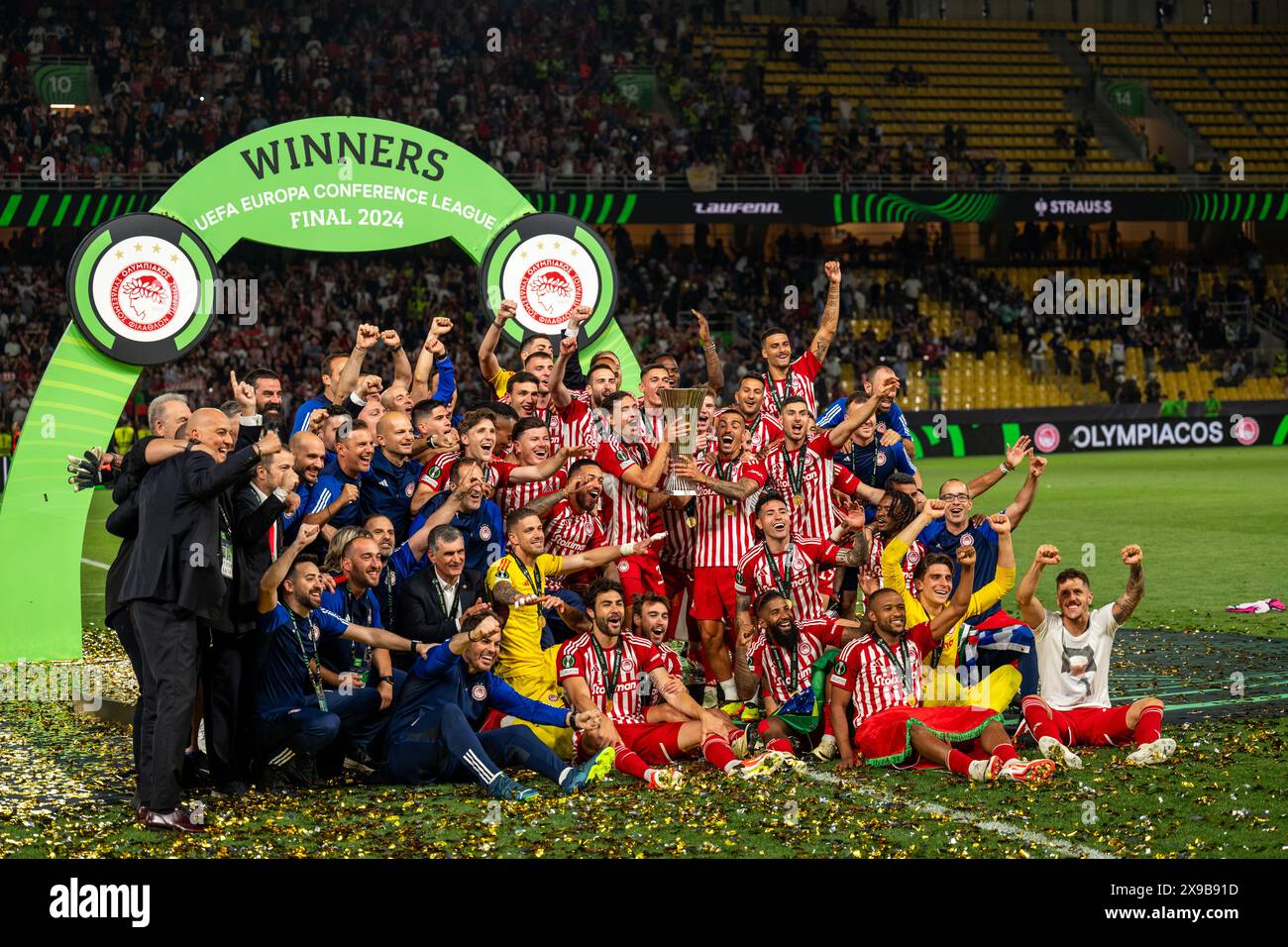Athens, Greece. 29th, May 2024. The players of Olympiacos seen in ...