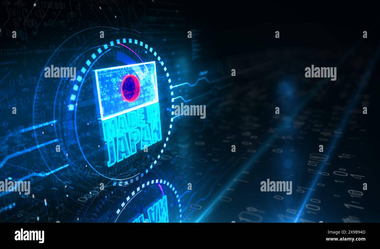 Made in Japan technology export golden metal shine symbol concept ...