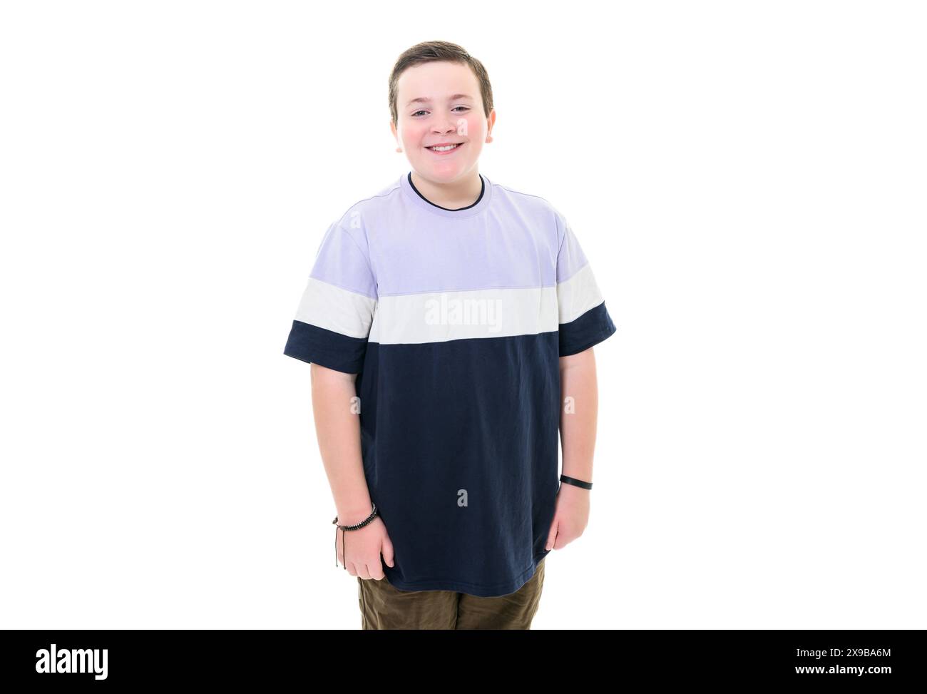 10 years cute Boy on studio white background Stock Photo - Alamy
