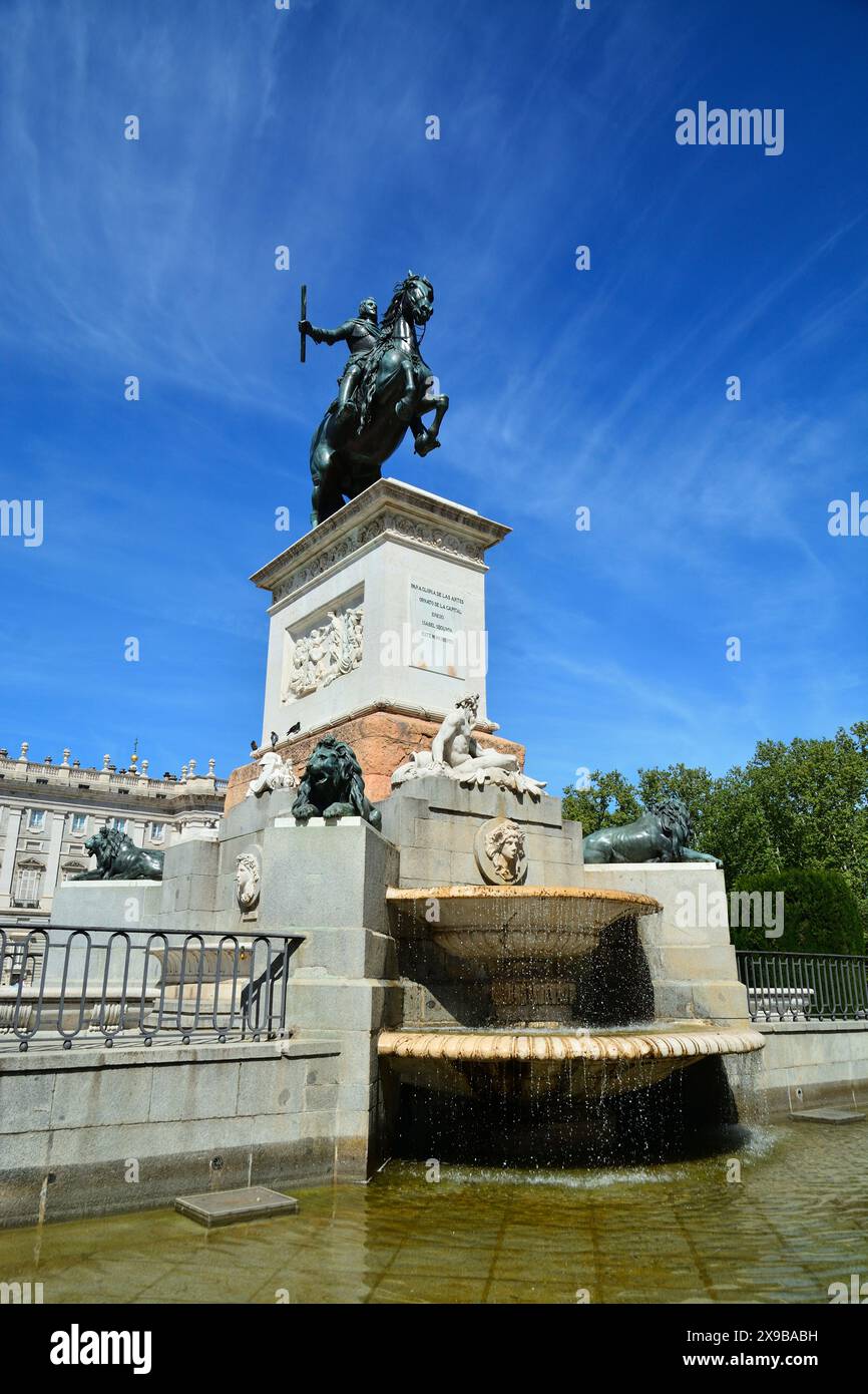 Madrid, Spain - April 14, 2024. Monument to Philip IV of Spain ...