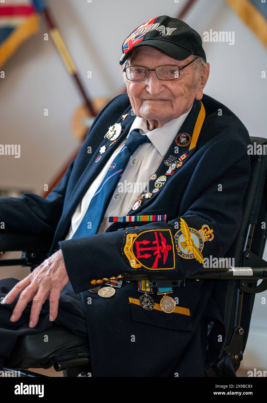 Previously unissued photo dated 26/03/24 of D-Day Veteran David Teacher ...