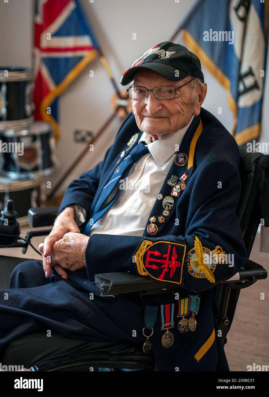 Previously unissued photo dated 26/03/24 of D-Day Veteran David Teacher ...