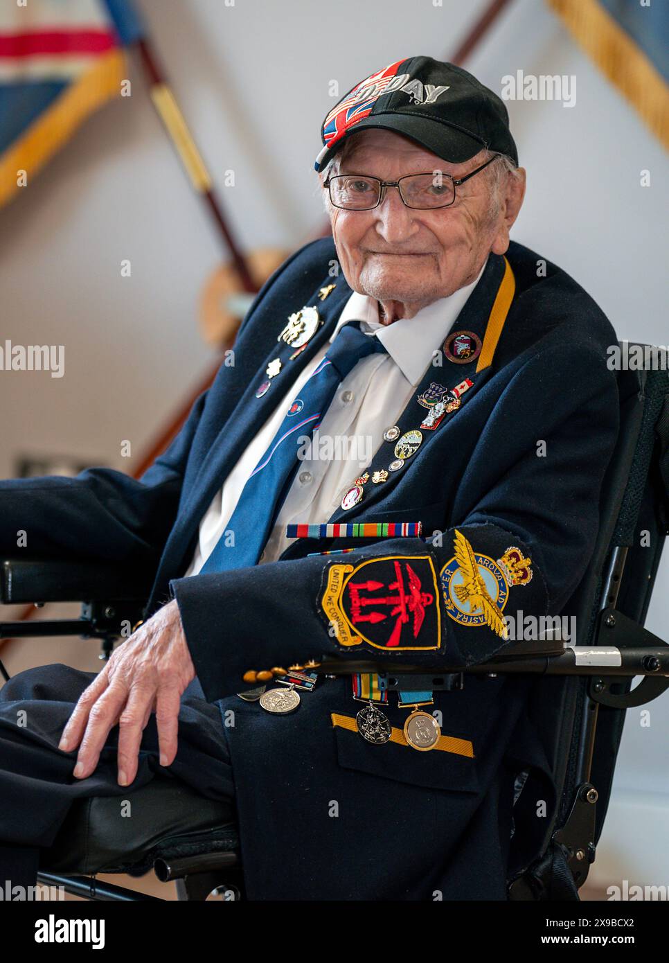 Previously unissued photo dated 26/03/24 of D-Day Veteran David Teacher ...