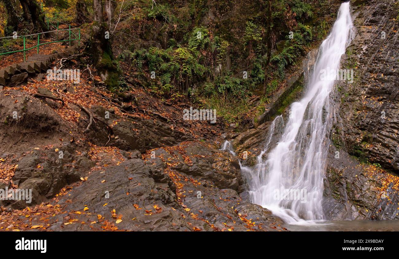Beautiful mountain forest waterfall Seven beauties. Ismayilli region. Azerbaijan Stock Photo - Alamy