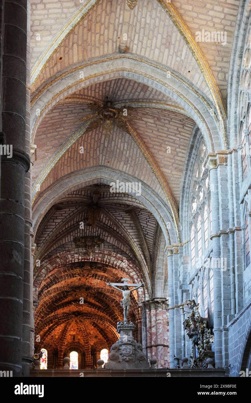 Dramatic views of the interior of Avila Cathedral, Spain Stock Photo ...