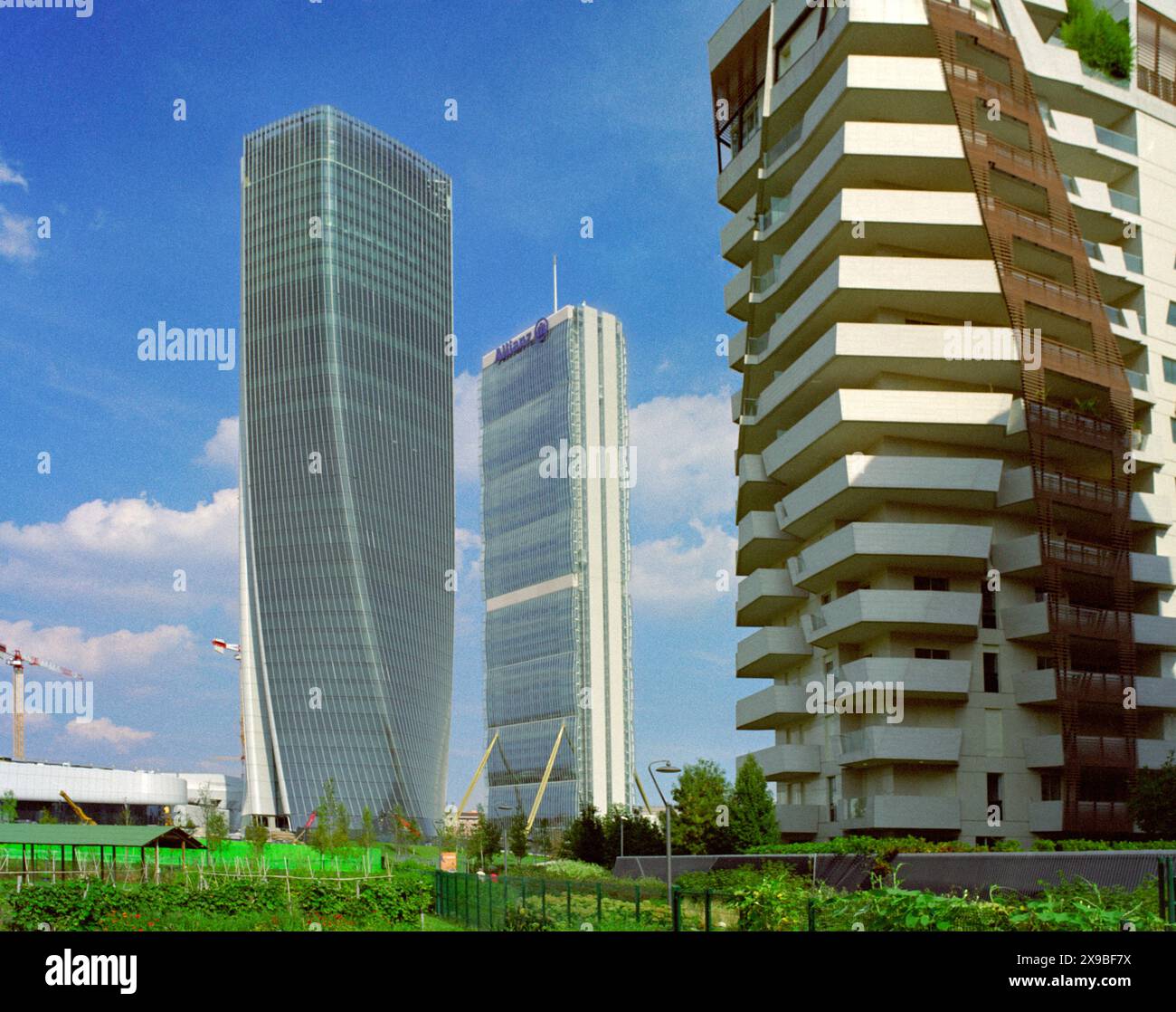 Italy, Lombardy, Milan, Skyline Left Hadid Tower called Lo Storto Right ...