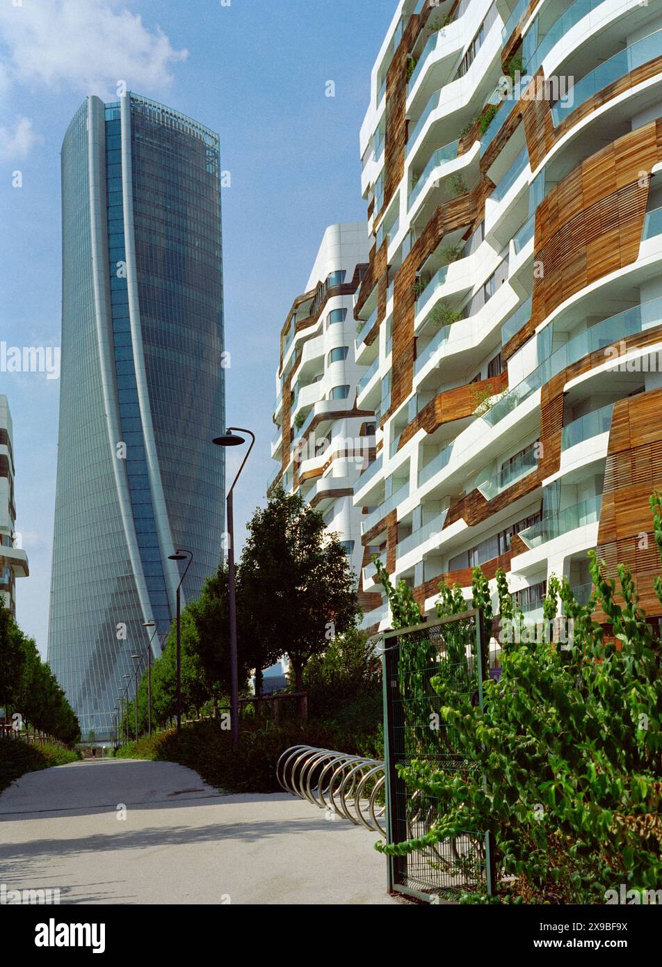 Italy, Milan, CityLife, Zaha Hadid Residences background Hadid Tower ...