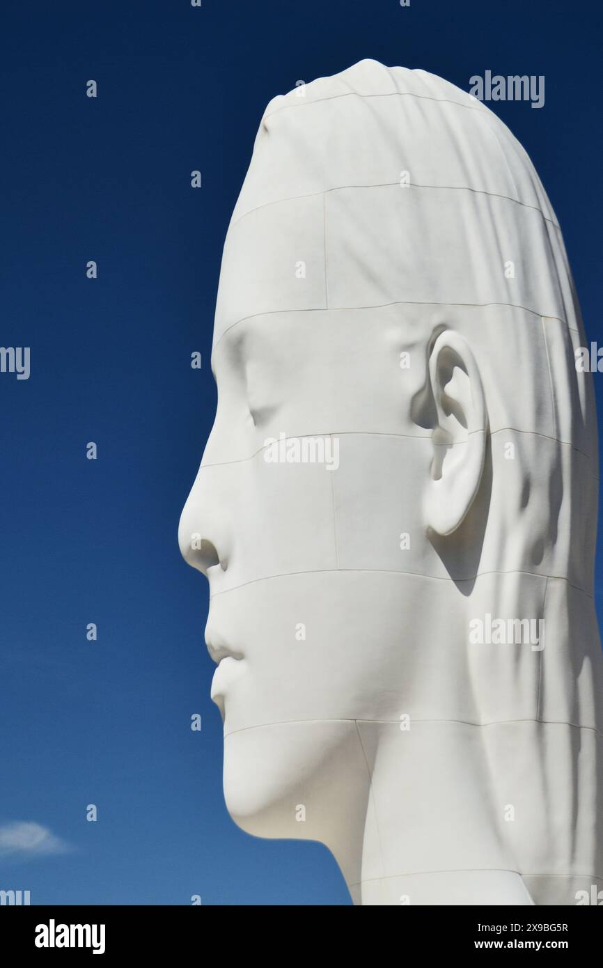 Madrid, Spain - April 13, 2024. Julia, sculpture of Jaume Plensa Stock ...