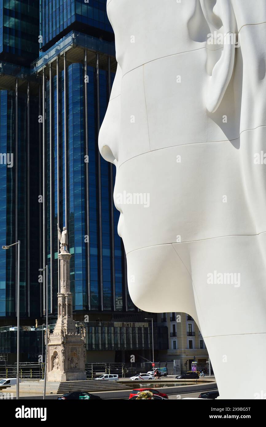 Madrid, Spain - April 13, 2024. Julia, sculpture of Jaume Plensa and ...
