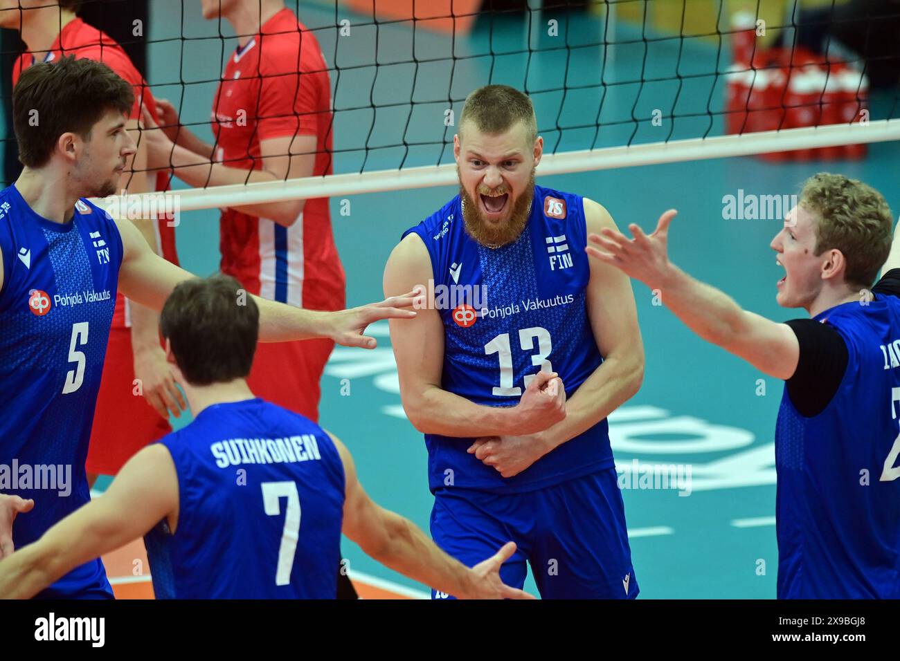 Karlovy Vary, Czech Republic. 30th May, 2024. L-R Alexej Zhbankov, Niko Suihkonen, Joonas Jokela ...