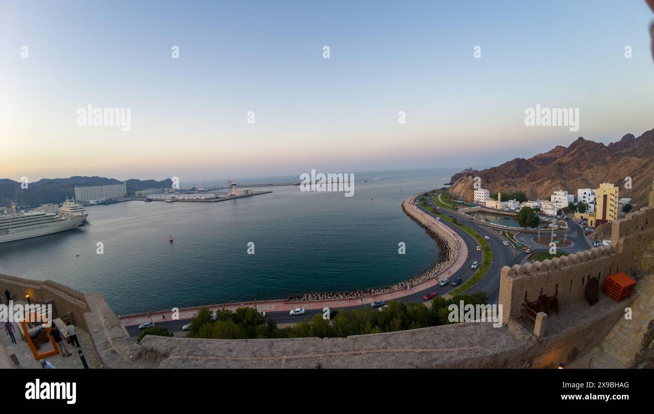 Photography of a bay in Oman, Muscat old town with boats during spring ...