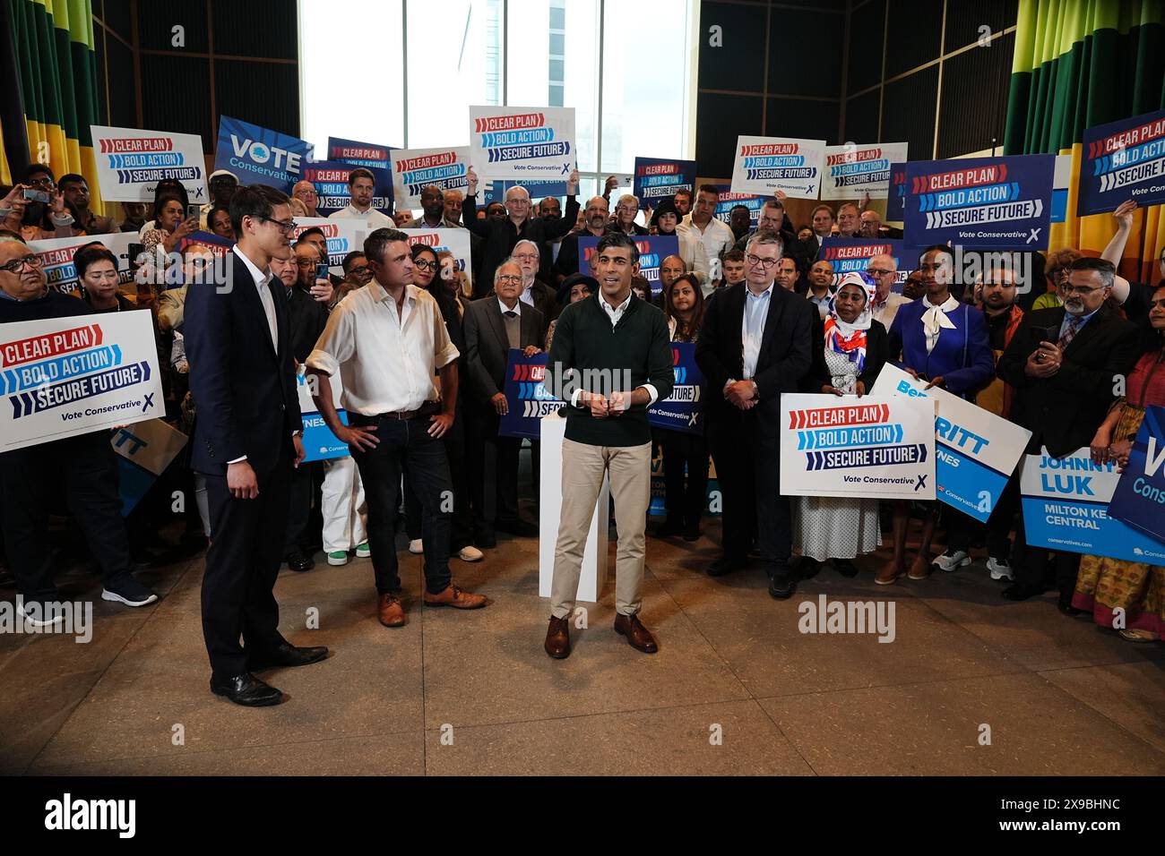 Prime Minister Rishi Sunak delivers a stump speech to party members at ...